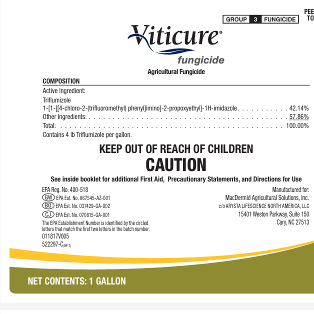 Viticure Powdery Mildew Fungicide Gallon 42.14% Triflumizole AI EPA 40 ...