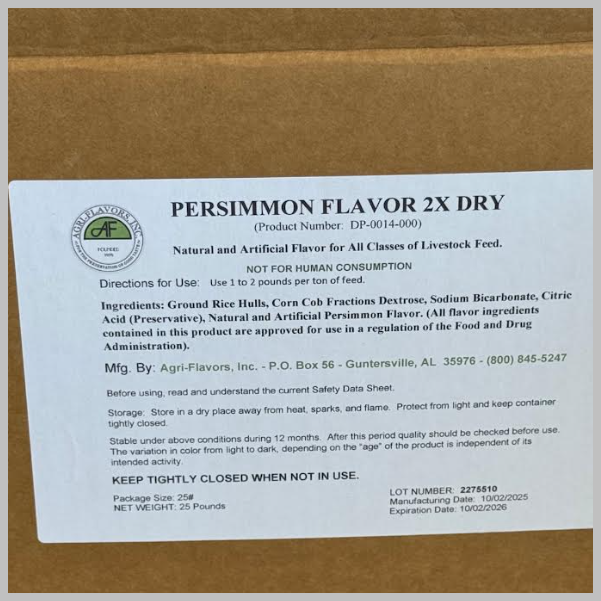 Persimmon Flavor 2X Dry Attractant and Taste Supplement 25 pound box ...