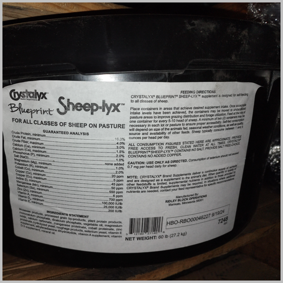 Crystalyx Sheeplyx Tub 60 lbs. Specifically for Sheep – Agcare Products