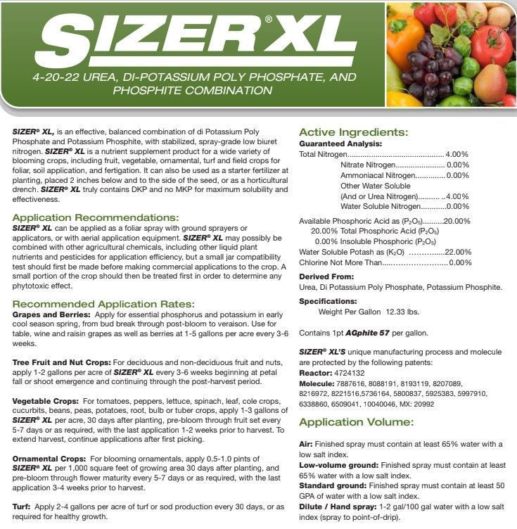 Sizer XL 4-20-22 2.5 gal – Agcare Products